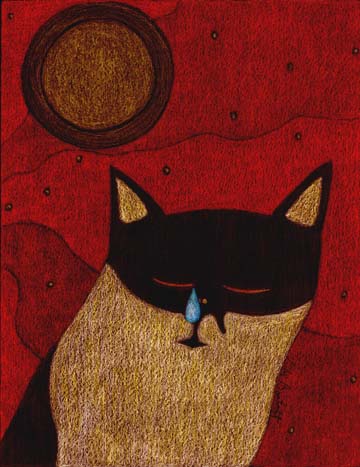 Sad Cat Drawing by BZTAT – BZTAT STUDIOS LLC